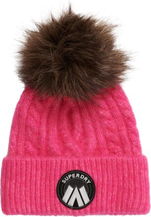 Superdry Damen Luxuri&ouml;se Beaniem&uuml;tze mit Zopfmuster Hyper Magenta Pink 1SIZE