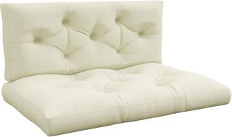 OUTSUNNY Lot de 2 coussins assises dossiers banc de jardin canap&eacute; dim. 120L x 80l x 12H cm polyester cr&egrave;me