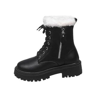 Generic Bottes de neige imperm&eacute;ables doubl&eacute;es en polaire pour femme - &Eacute;l&eacute;gantes - Couleur unie - Talon &eacute;pais - Fermeture &eacute;clair lat&eacute;rale - Confortables - Chau