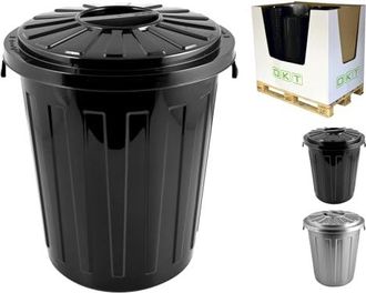 Pengo Pengo Mülleimer mit Deckel, 23 l, Grau und Schwarz, Kunststoff