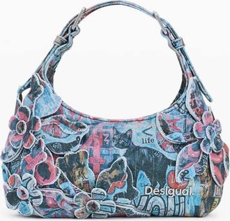 Desigual Petit sac imprim&eacute; &agrave; appliqu&eacute;s - Bleu-multicolore