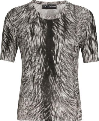 Dolce & Gabbana haut à imprimé fourrure - Blanc