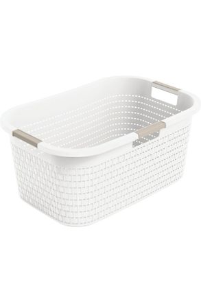 Rotho W&auml;schekorb Country, Wei&szlig;, Kunststoff, 40 L, 38.9x25.1x58 cm, Reach, DIN EN ISO 14001, DIN EN ISO 9001, Ordnen & Aufbewahren, W&auml;schek&ouml;rbe & Tonnen