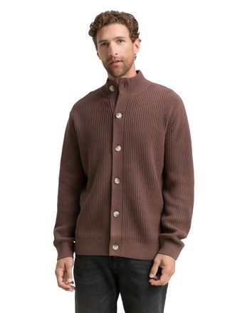 Tom Tailor Herren 1048729 Strickjacke mit Knopfleiste, 38833-Bag Brown, 3XL