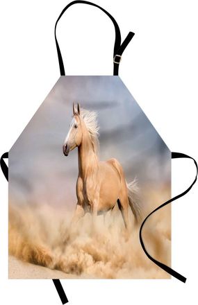 Abakuhaus Pferde Kochschürze, Palomino-Sand-Wüste, Unisex-Küchenlätzchen mit verstellbarem Hals für Kochen Gartenarbeit, 67 cm x 80cm, Lila Grau Peach