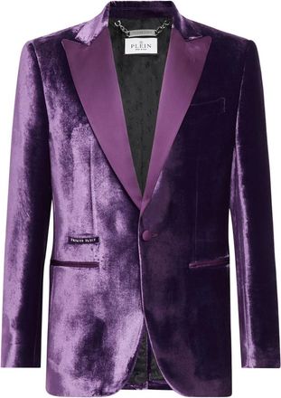 Philipp Plein Homme, Vestes, Violet, Taille: 3XL Velvet Blazer