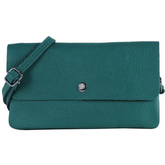 modamoda.de T257 - Echtleder Umh&auml;ngetasche Small made in Italy, Farbe:Petrol