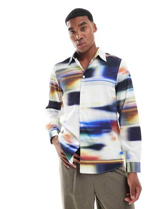 Paul Smith Chemise &agrave; manches longues et imprim&eacute; flou-Rouge