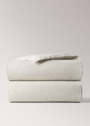 Mango Housse de couette enfant en coton et lin &agrave; rayures Lit 90cm sable - Home - Lit 90 cm - MANGO HOME