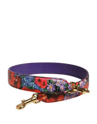 Dolce & Gabbana Womens Multicolor Floral Leather Bag Accessory Shoulder Strap Calf