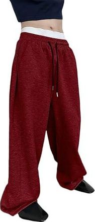 Generic Pantalon de jogging d&eacute;contract&eacute; ample de couleur unie pour homme, pantalon de surv&ecirc;tement tendance pour homme, pantalon cargo &agrave; taille &eacute;lastique, pant