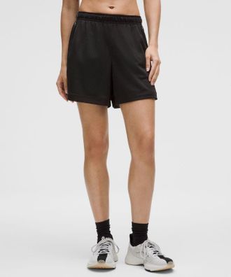 lululemon Shorts aus doppellagigem mit mittelhohem Bund für Frauen - 13 cm - Größe 2XS in Black/Raceway Green/Vapor
