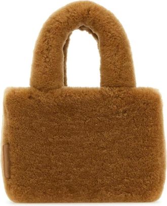 Amina Muaddi Femme, Sacs, Brun, Taille: ONE Size Sac &agrave; main en Shearling avec Poign&eacute;e Sup&eacute;rieure