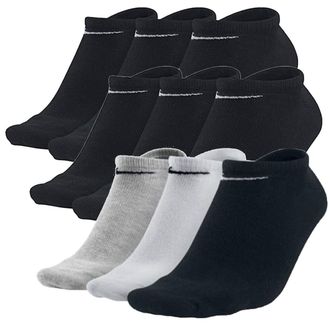 Nike Nike Sneakersocken Socken 9 Paar Wei&szlig; Grau Schwarz Herren Damen F&uuml;&szlig;ling SX2554, Farbe:Schwarz/schwarz/bunt, Socken Neu:38-42