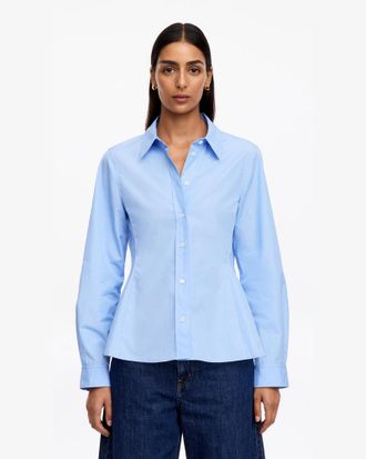 Arket Tailliertes Hemd Aus Baumwoll-Popeline -Blau