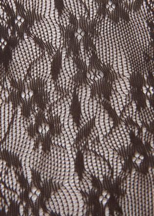 Mango Collants en dentelle &agrave; motif fleuri chocolat - Femme - S - MANGO