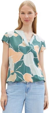 Tom Tailor Damen Kurzarm-Bluse mit Muster, abstract flower print, 38