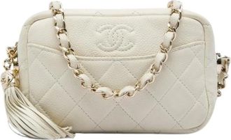 Chanel Sac bandouli&egrave;re matelass&eacute; en cuir caviar Pre-owned - Femme - Pre-owned - Blanc - Taille: ONE Size