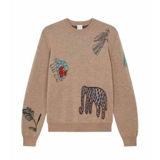 Paul Smith Homme, Pulls, Brun, Taille: S Pull &agrave; col rond avec animaux brod&eacute;s