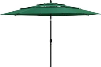 vidaXL Parasol de jardin &agrave; 3 niveaux avec m&acirc;t en aluminium vert 3,5 m Vidaxl