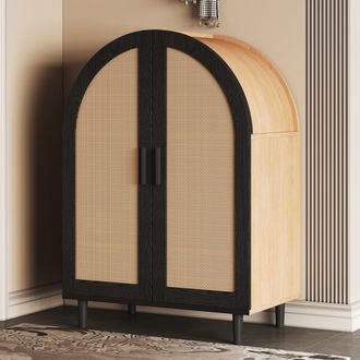 Generic Schuhschrank Rattan Sideboard Abgerundet Kommode Flur Modern Ger&auml;uschlos Schlie&szlig;end mit Metallf&uuml;&szlig;en & Verstellbaren B&ouml;den f&uuml;r Wohnzimmer & Eingang