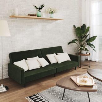 vidaXL Schlafsofa 2-Sitzer Dunkelgr&uuml;n Samt Vidaxl