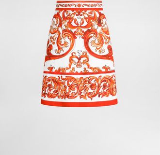 Dolce & Gabbana Minirock Aus Raffiamatte Mit Majolika-print - Frau Unterw&auml;sche Mehrfarbig 38