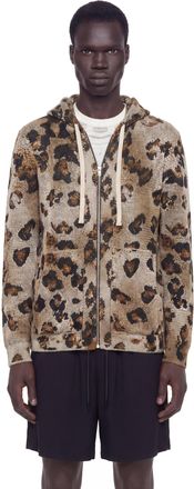 Laneus Leopard Knit Zip-Up Hoodie