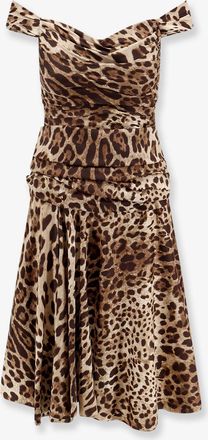 Dolce & Gabbana Long silk dress with animal print - DOLCE & GABBANA - gender_Woman