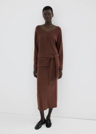 Mango Jupe crayon fendue chocolat - Femme - XS - MANGO