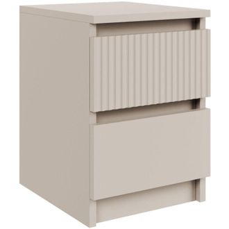 Selsey Selsey Sandia - Nachttisch mit zwei Schubladen und geriffelter Front, 30 cm, Kaschmirgrau