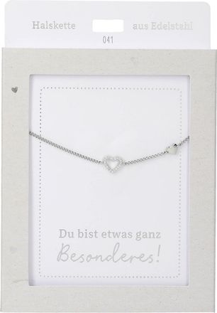 Depesche 13895.41 Halskette mit Herz und Glitzerstein, versilbert, variabel in der Länge tragbar (42 cm + 5 cm), als Geschenk oder kleine Aufmerksamkeit