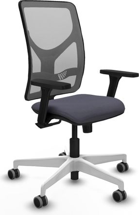 Piqueras y Crespo Hellgrauer Stuhl mit 3D-Armlehnen, h&ouml;henverstellbare Lendenwirbelst&uuml;tze, ausgestattet mit 3 Positionen und Schneideschaum. Mit Rollen von 65 mm Parket