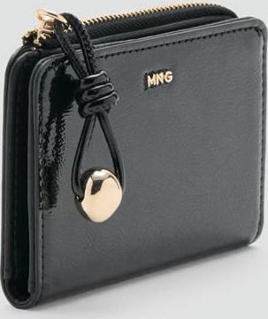 Mango Petit portefeuille avec mini perles noir - Femme - Taille unique - MANGO