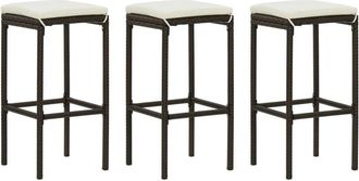 vidaXL Vidaxl - Tabourets de bar avec coussins lot de 3 marron r&eacute;sine tress&eacute;e