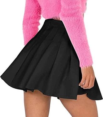 Generic Jupe pliss&eacute;e pour femme S, jupe de tennis d&eacute;t&eacute;, mini jupe, jupe femboy, jupe courte, minijupe grande taille, jupe pliss&eacute;e blanche, jupe de patinoire, 