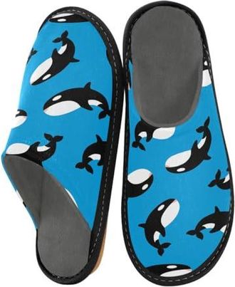 HMZXZ Pantoufles bleues pour homme et femme, baleines de mer, pantoufles dintérieur pour la maison, la chambre à coucher, les voyages, multicolore, 37/38 EU