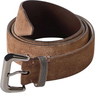 Brunello Cucinelli Ceinture en daim avec Monili - Femme - Accessoires - Brun - Taille: XL