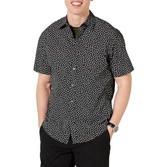Amazon Essentials Chemise Imprimée à Manches Courtes Coupe Régulière Homme, Noir Fleuri, L