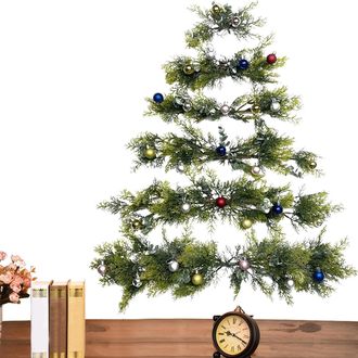 Generic Weihnachtsbaum an der Wand - mit Glocken aufh&auml;ngbar, Platzsparende k&uuml;nstliche Weihnachtsbaumzweige H&auml;ngende Dekorationen, 6 x Weihnachtsb&auml;ume f&uuml;r klei