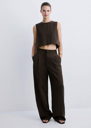 Mango Top en lyocell avec boutons dans le dos chocolat - Femme - XS - MANGO
