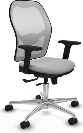 Piqueras y Crespo B&uuml;rostuhl mit 2D-Armen, h&ouml;henverstellbare Lendenwirbelst&uuml;tze, ausgestattet mit Syncro/Traslack und injiziertem Schaumstoff, Wei&szlig;/Hellgrau