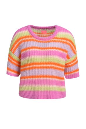 Smith & Soul Strickpullover SMITH & SOUL, Damen, Gr. XXL, hot orange print, Strick, Obermaterial: 40% Polyacryl, 30% Alpaka, 30% Polyamid, gestreift, normal, Rundh