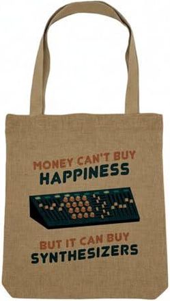Fabulous Sac Shopping Tote Bag Aspect Lin - Synthesizer - Money Cant Buy Happiness Sac de Courses Toile Epaisse 360g Beige Naturel Cabas Port&eacute; Epaule Solide Im