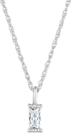 Elli Halskette Silber 925 Soliär Stein Rechteck Anhänger Kette Damen Zirkonia Kristall Schmuck Geschenke für Frauen Mädchen Mama Freundin, Silberkette Läng
