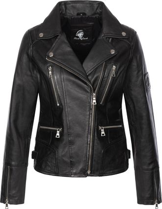 Rock Creek Damen Lederjacke Biker Jacke Echtleder Motorradjacke Leder Jacken Damenjacke Stehkragen Winterjacke &Uuml;bergangsjacke D-490 Schwarz XS