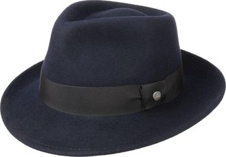 Lierys City Filzhut Wollfilzhut Damen Herren Wasserabweisend Packable Bogarthut Fedora Sommer Winter blau M (56-57 cm)