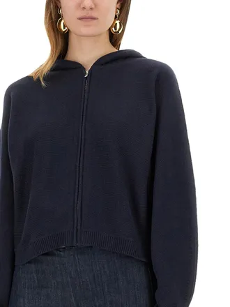 Theory Zip Cotton Knit Sweatshirt - Blue