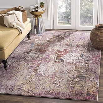 Safavieh Traditionell Teppich für Wohnzimmer, Esszimmer, Schlafzimmer - Bristol Collection, Kurzer Flor, Rosa und Grau, 183 X 274 cm