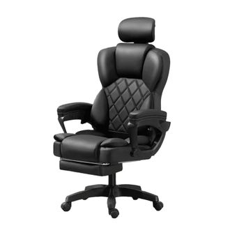 Generic Ergonomischer B&uuml;rostuhl, bequemer Schreibtischstuhl mit hoher R&uuml;ckenlehne, Fu&szlig;st&uuml;tze, Armlehnen, Rollen und Lederbezug, verstellbare R&uuml;ckenlehne